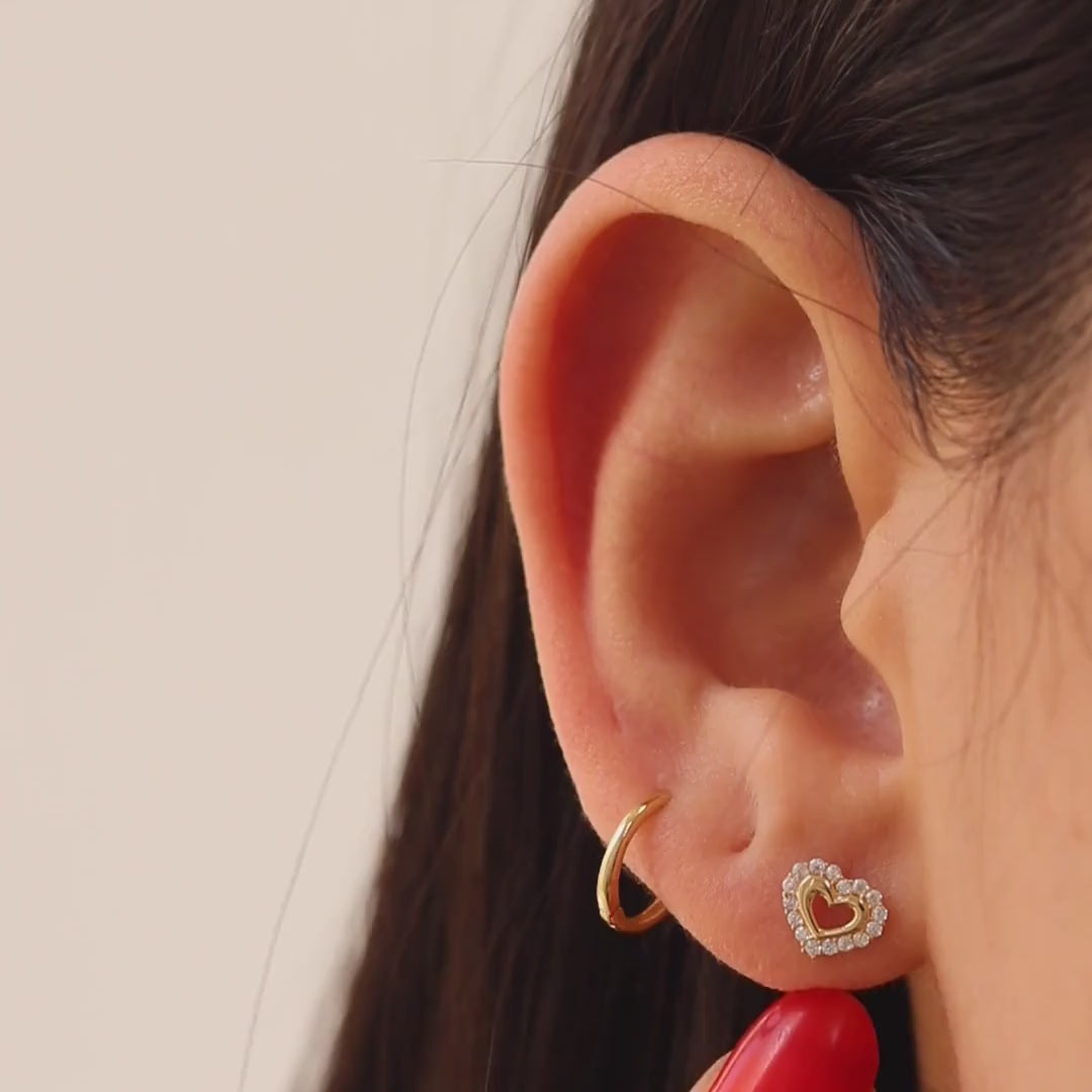 Heart CZ Stud Earrings Design Gold Jewelry
